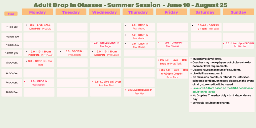 Drop Ins – Beverly Hills Tennis